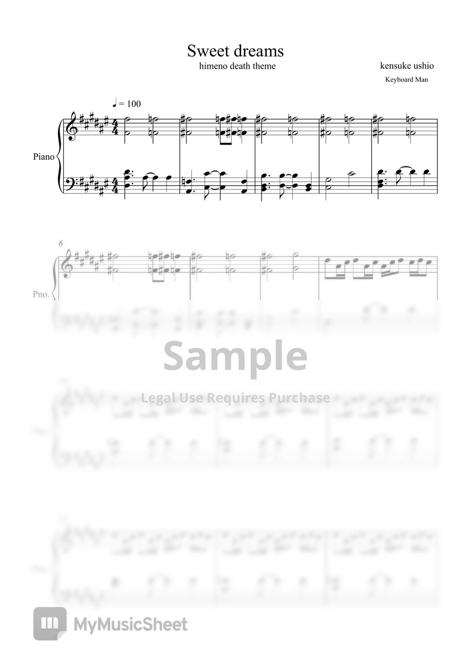 kensuke ushio - Sweet dreams Ноты by Mr.jeong