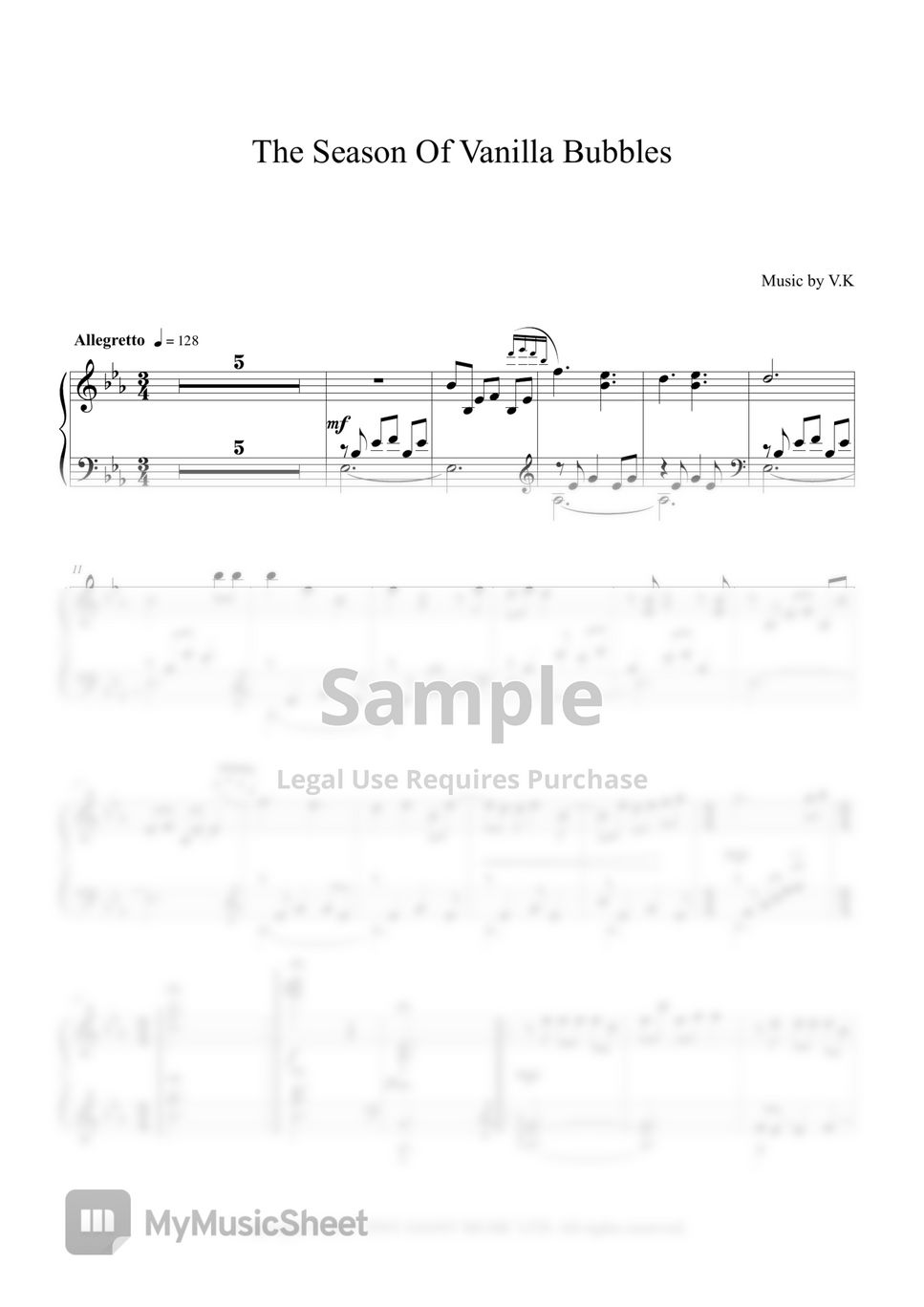 V.K - The Season Of Vanilla Bubbles Sheet Music