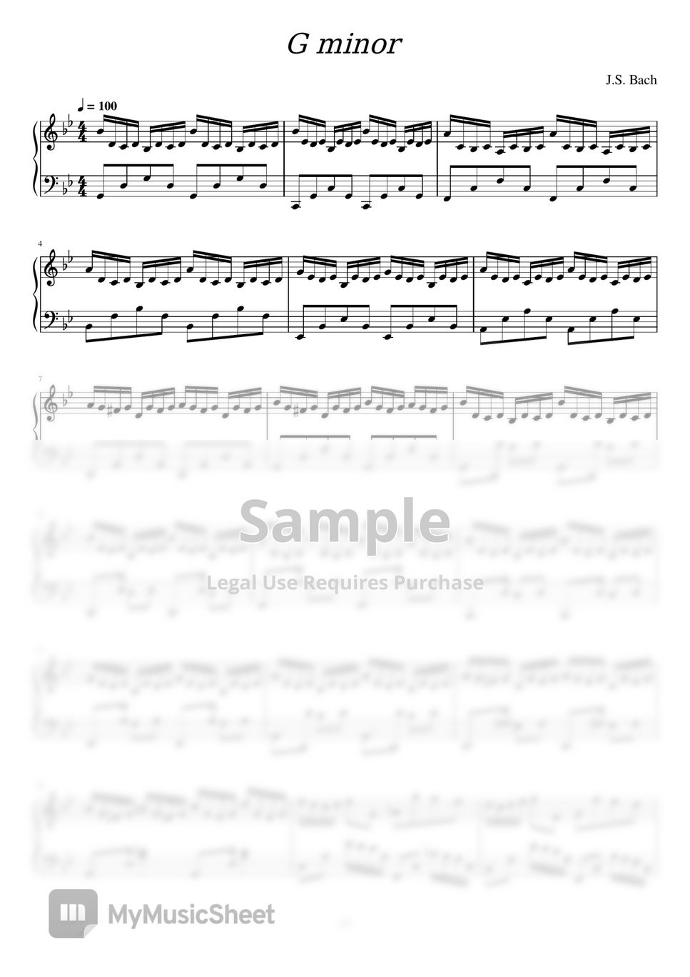 Johann Sebastian Bach - G Minor Bach Sheet Music by Johann Sebastian Bach
