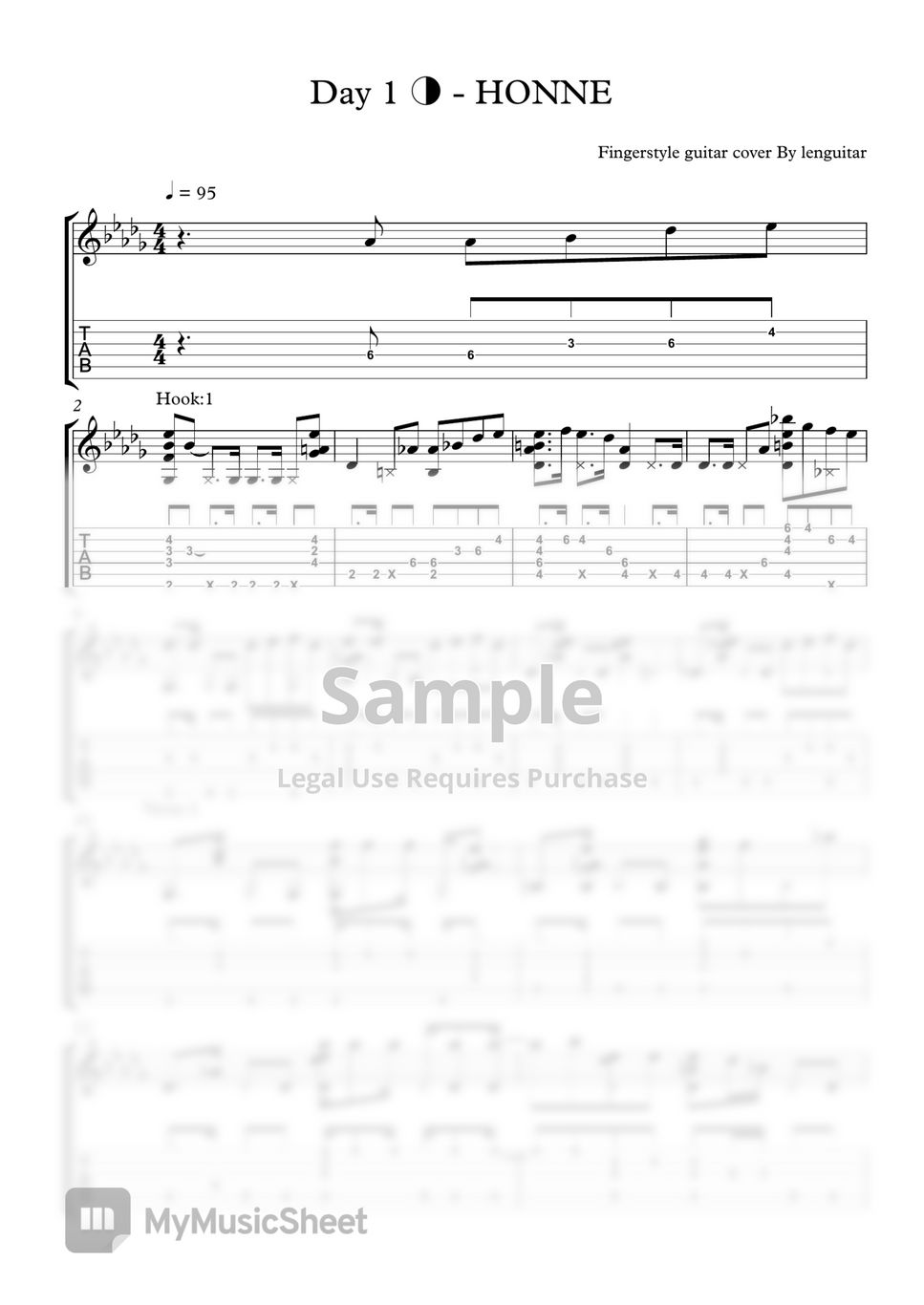 HONNE - Day 1 (Fingerstyle Guitar cover) نوتة by HONNE