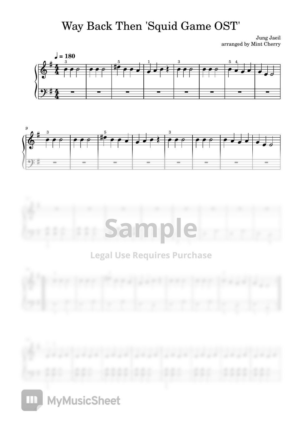 Way Back Then - Squid Game OST (Easy Version) Sheets by Mint Cherry