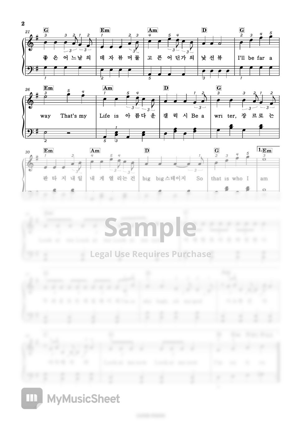 Ive 아이브 I Am 원곡조성 쉬운 악보 Sheets By Lucid Piano