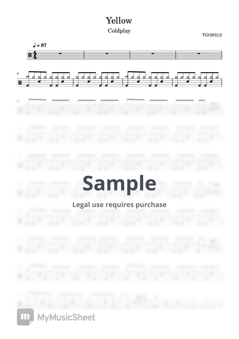 Coldplay - Yellow 楽譜 by TGOB