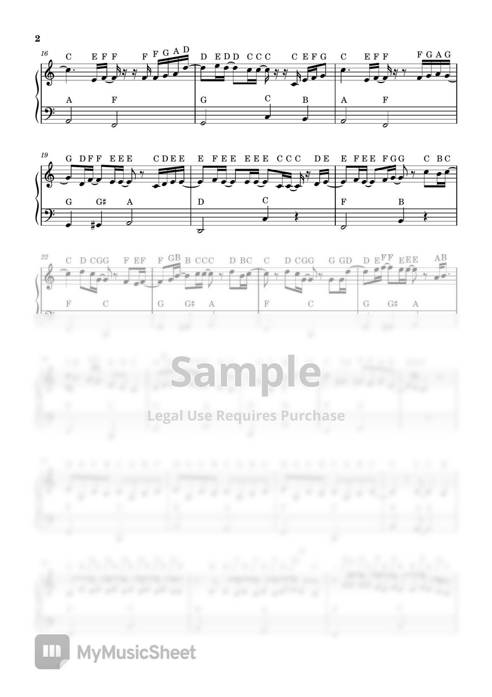 優里 / Yuuri - ドライフラワー / Dry Flower 악보 by C Major Piano Tutorial