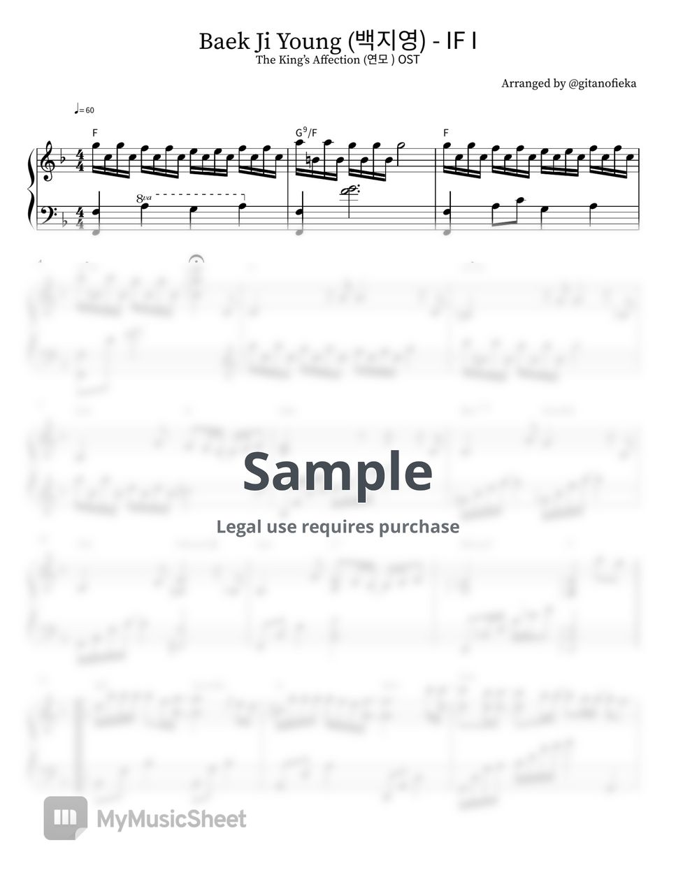 BAEK JI YOUNG (백지영) - IF I - The King’s Affection (연모 ) OST Sheets by ...