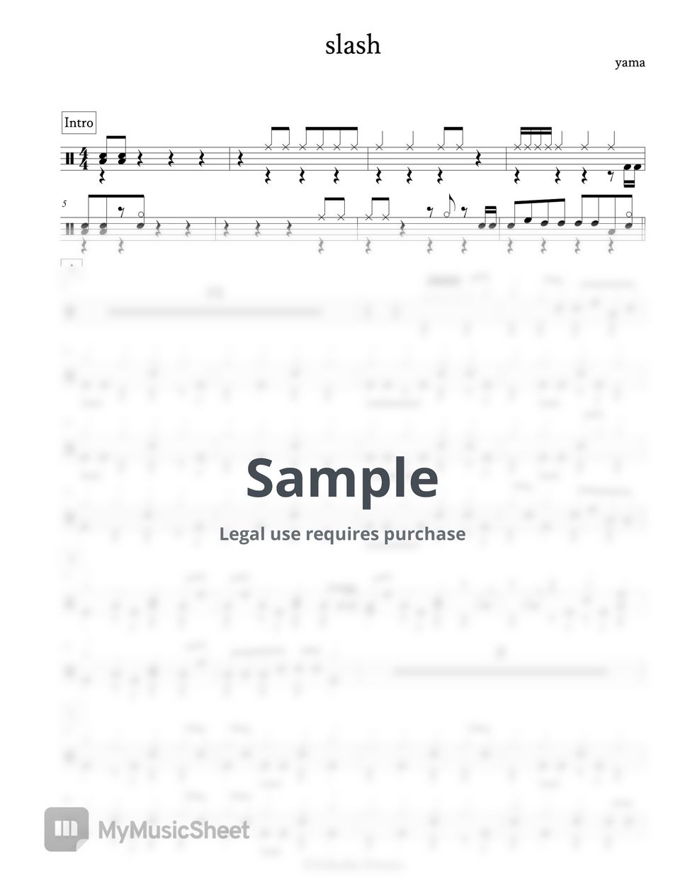 yama - slash Sheet Music by Arkadia Drums