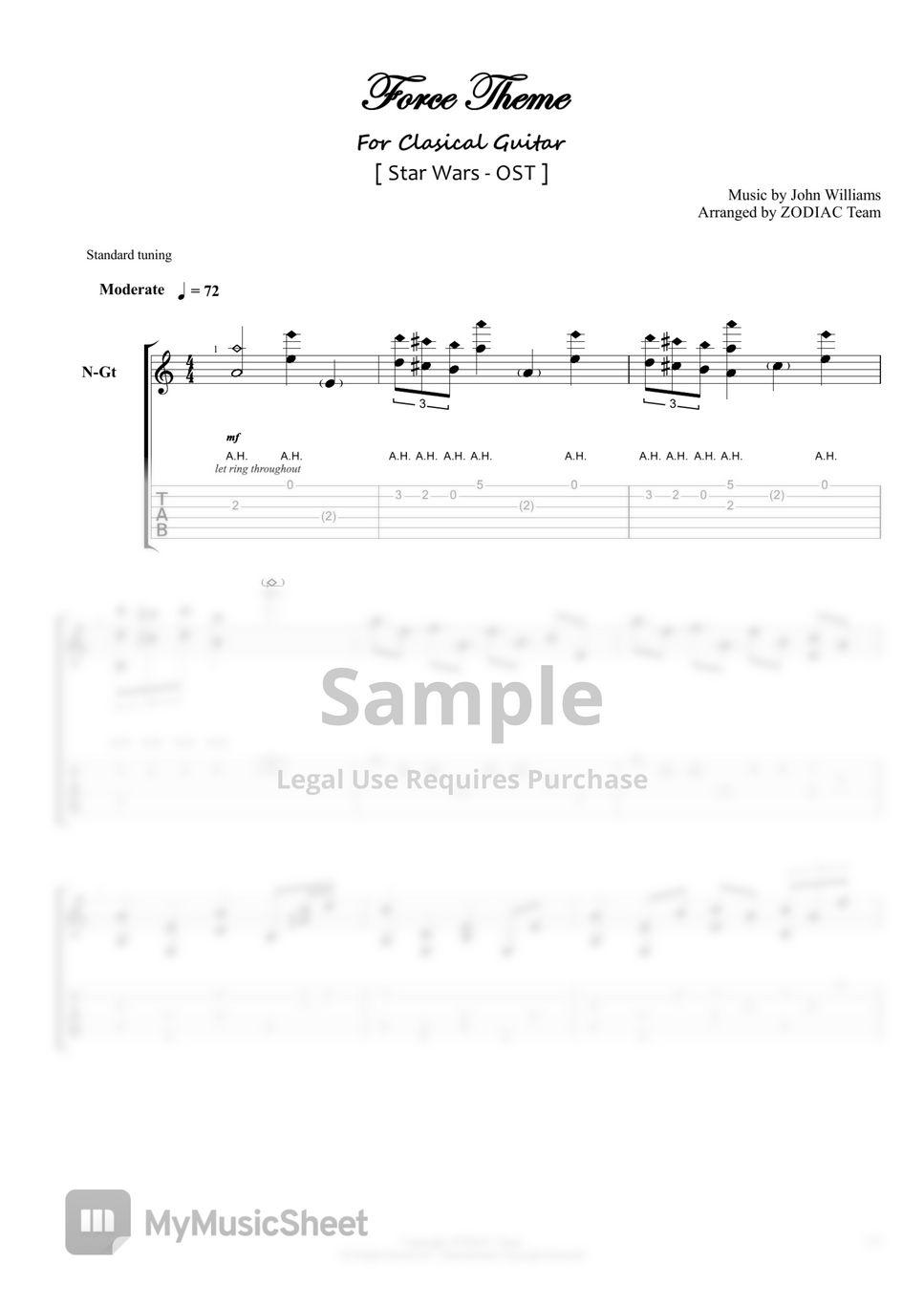 John Williams - Force Theme - Star Wars (스타워즈) O.S.T Sheet Music by ...