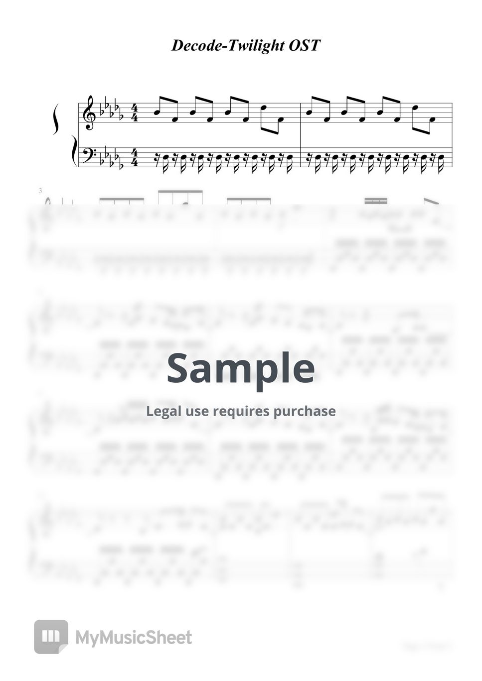 Paramore - Decode (Twilight OST) 악보 by Yilun