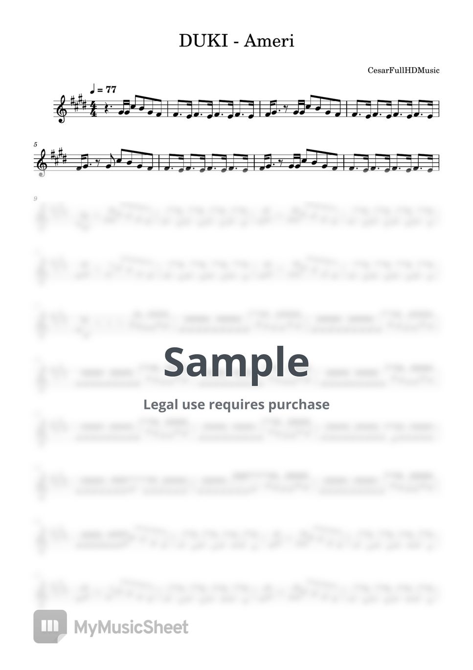 DUKI - Ameri 악보