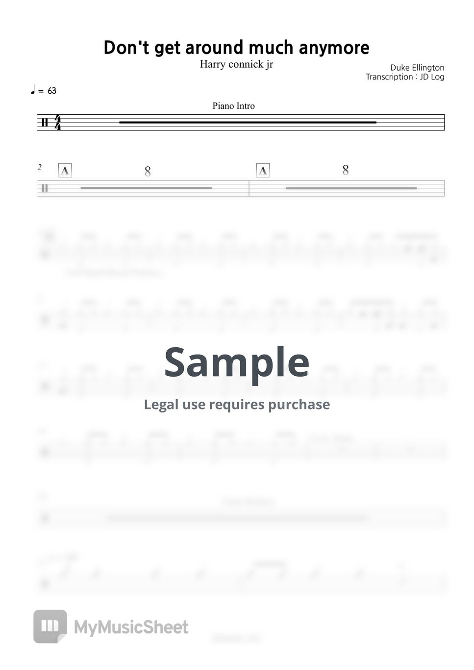 Duke Elington - Don't get around much anymore - Harry Connick Jr Sheet Music by DrumCore