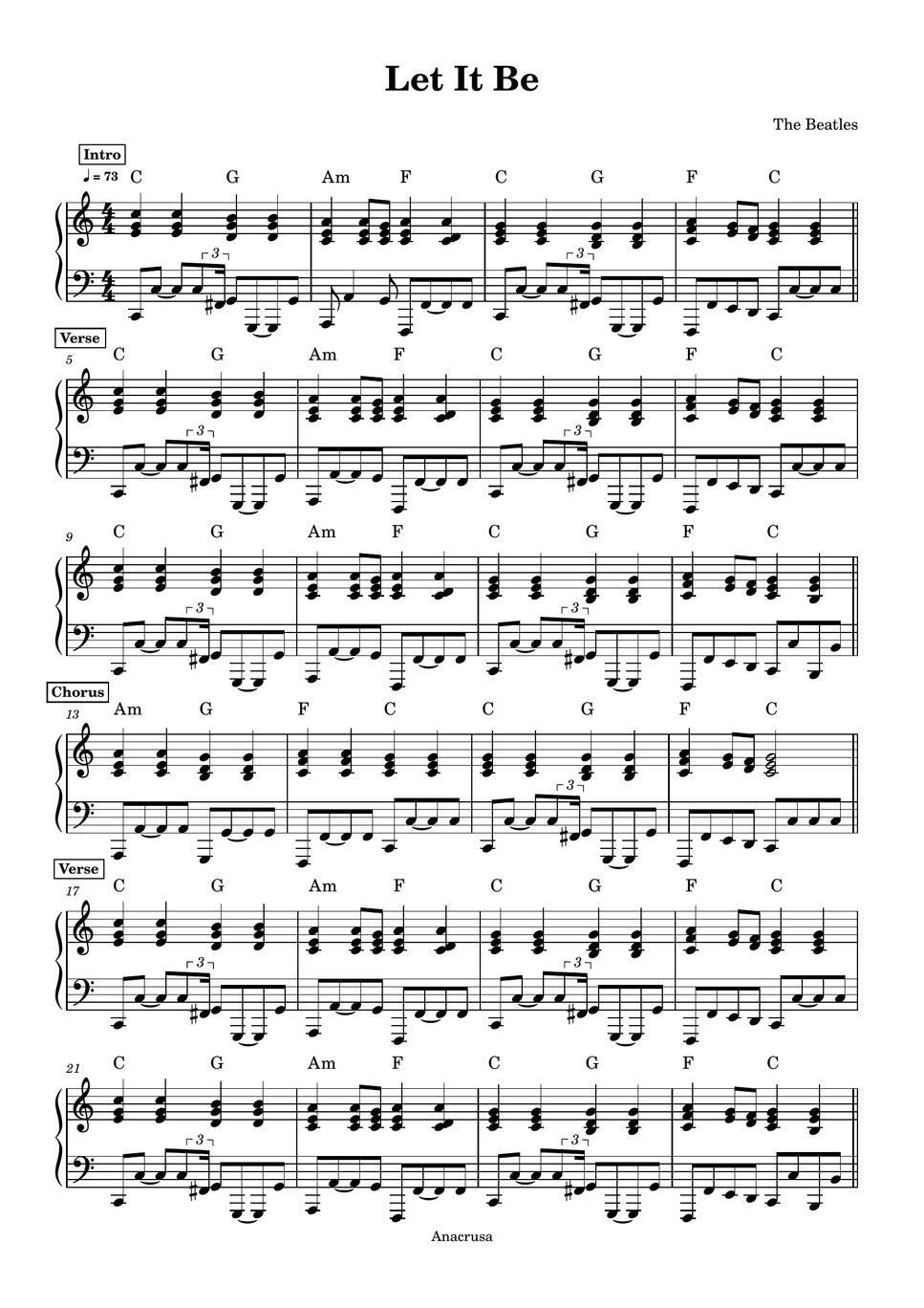 The Beatles - Let It Be (Piano accomp.) Sheets by Anacrusa