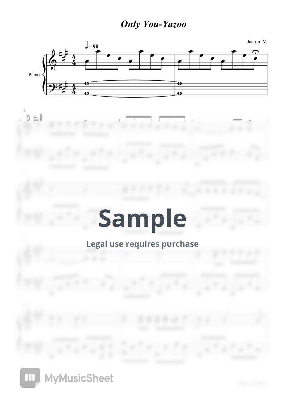 Yazoo - Only You (Yazoo) Sheet Music by dogemusic