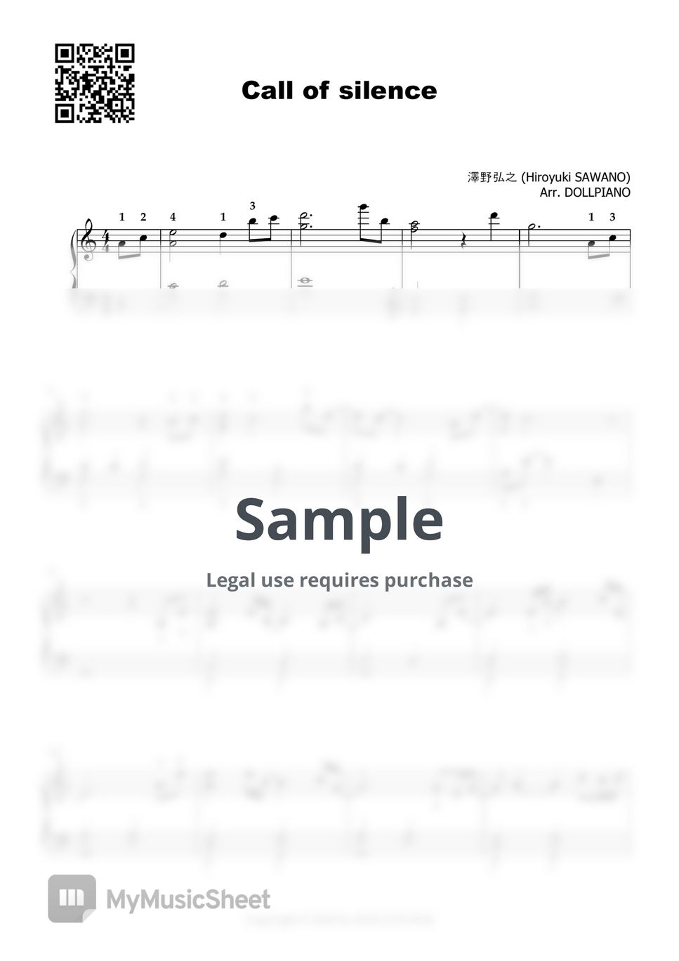 진격의 거인 OST - Call of silence (유미르 테마) (쉬움, 웅장함, 쉬운키 포함) Sheets by DOLLPIANO