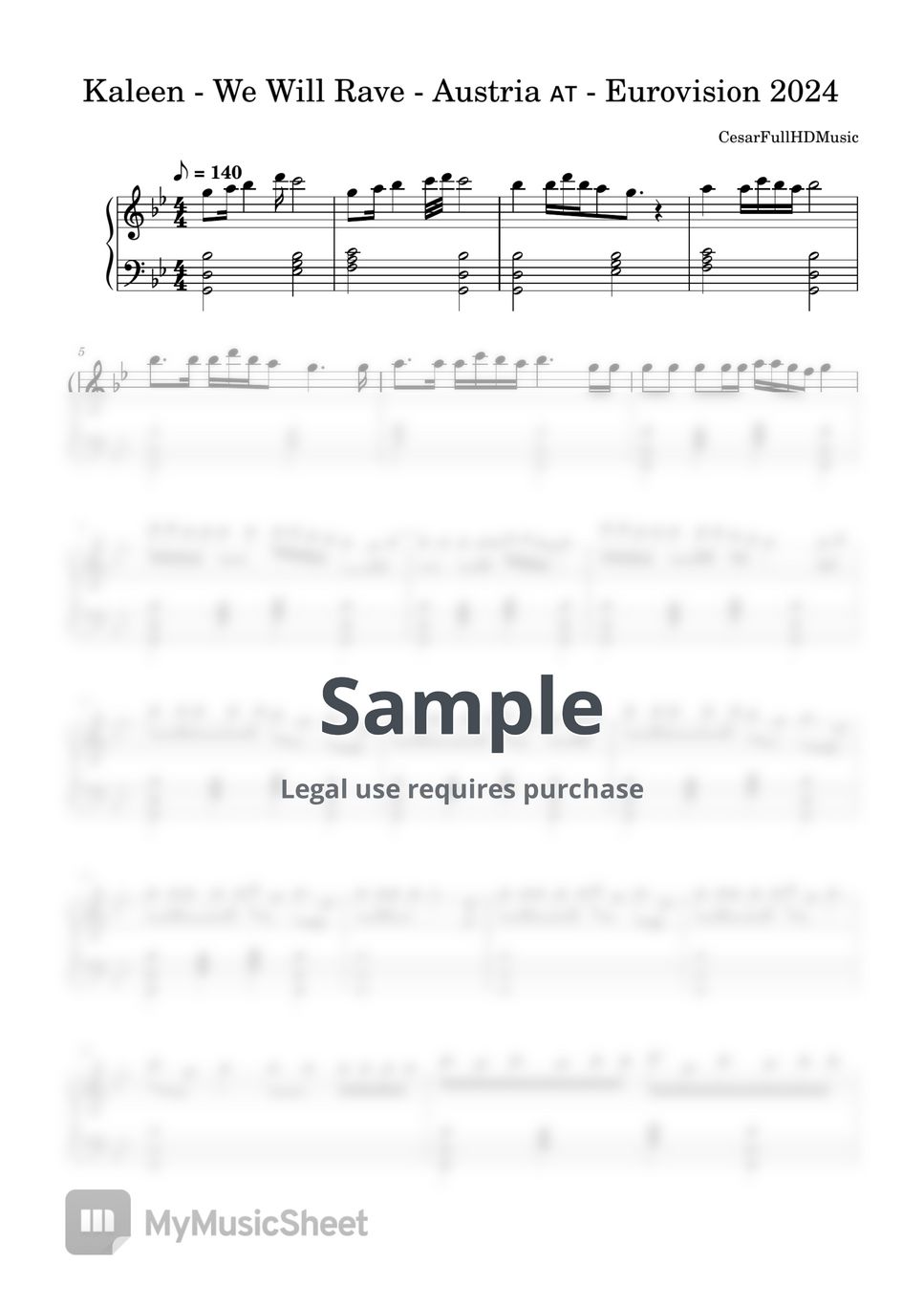 Kaleen - We Will Rave - Austria 🇦🇹 - Eurovision 2024 Sheets