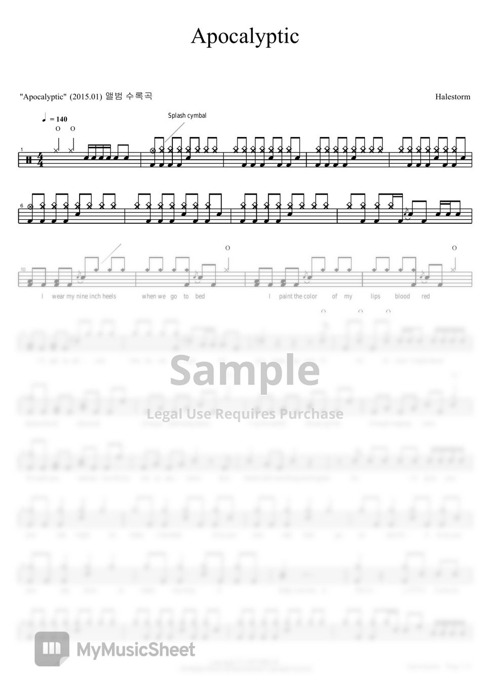 Halestorm - Apocalyptic 악보 by COPYDRUM