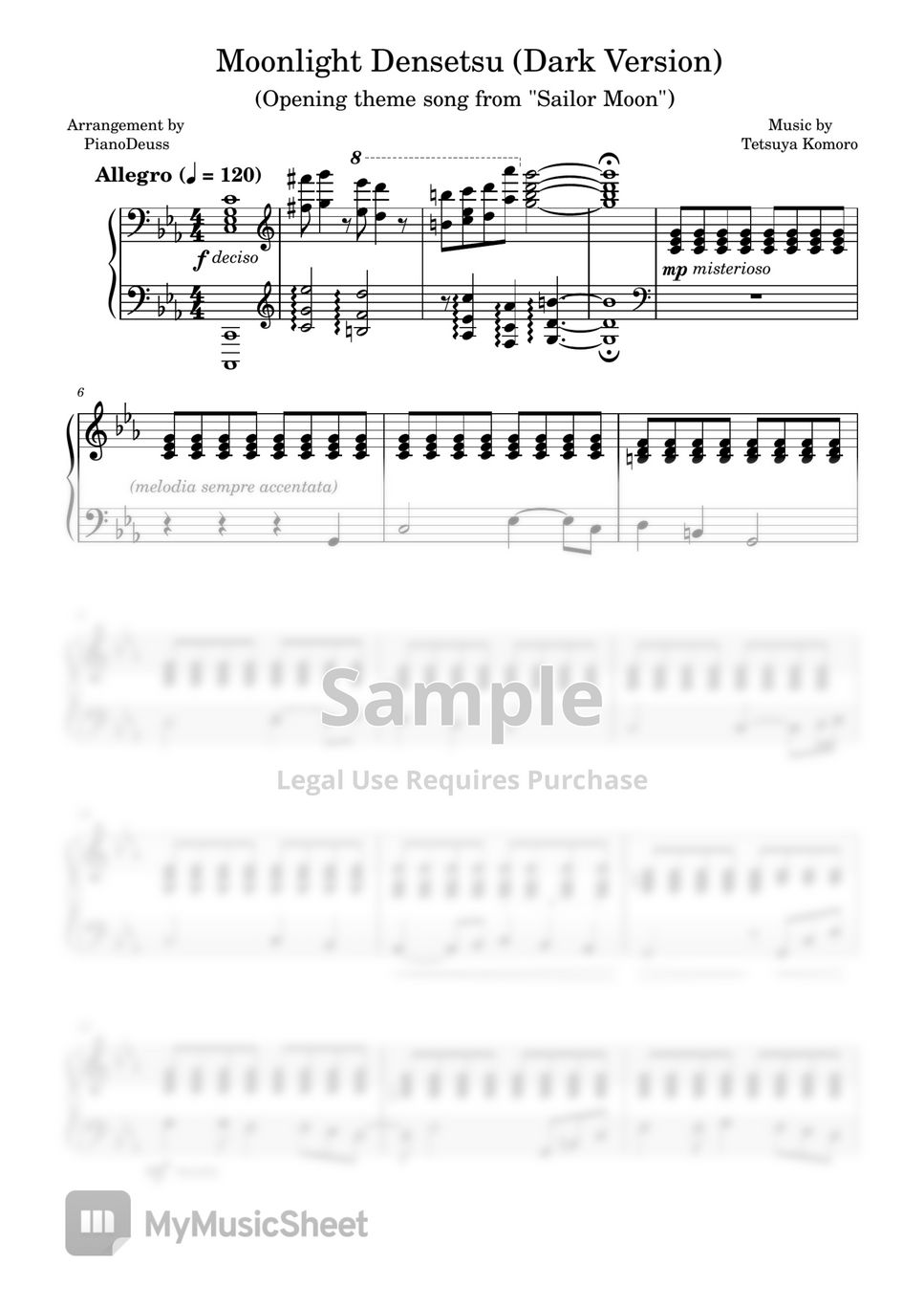 Sailor Moon OP - Moonlight Densetsu (Dark Version) แผ่น by PianoDeuss