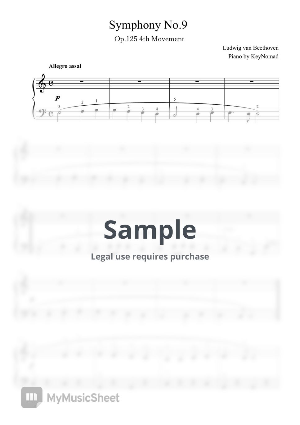 Beethoven - Symphony No.9 Op.125 (Very Easy) C Major Sheets by LaLaPiano