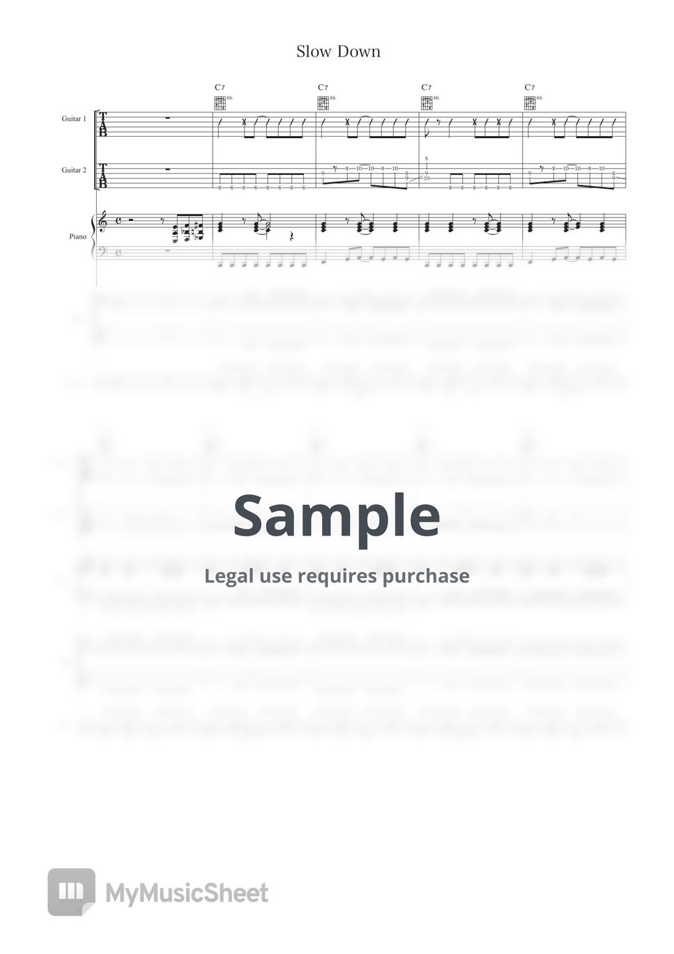 The Beatles - Slow Down (Band Score) Sheet Music by Ryohei Kanayama