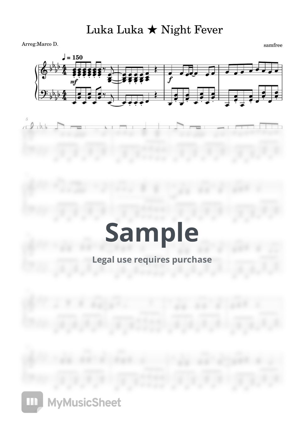 samfree - Luka Luka ★ Night Fever Sheet Music by Marco D.