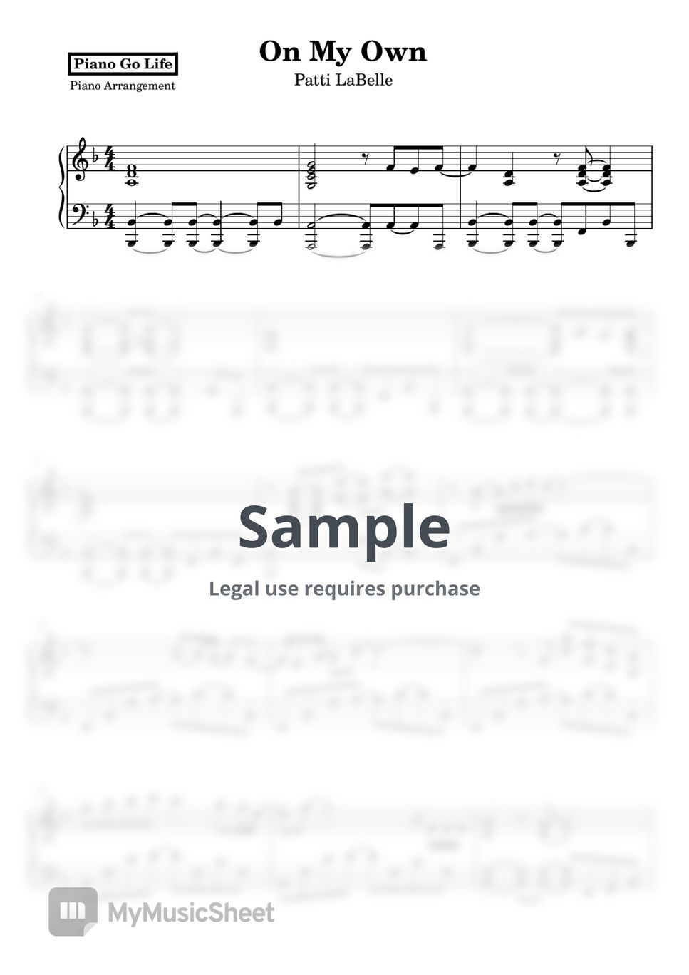 Patti LaBelle - On My Own Sheet Music by Piano Go Life