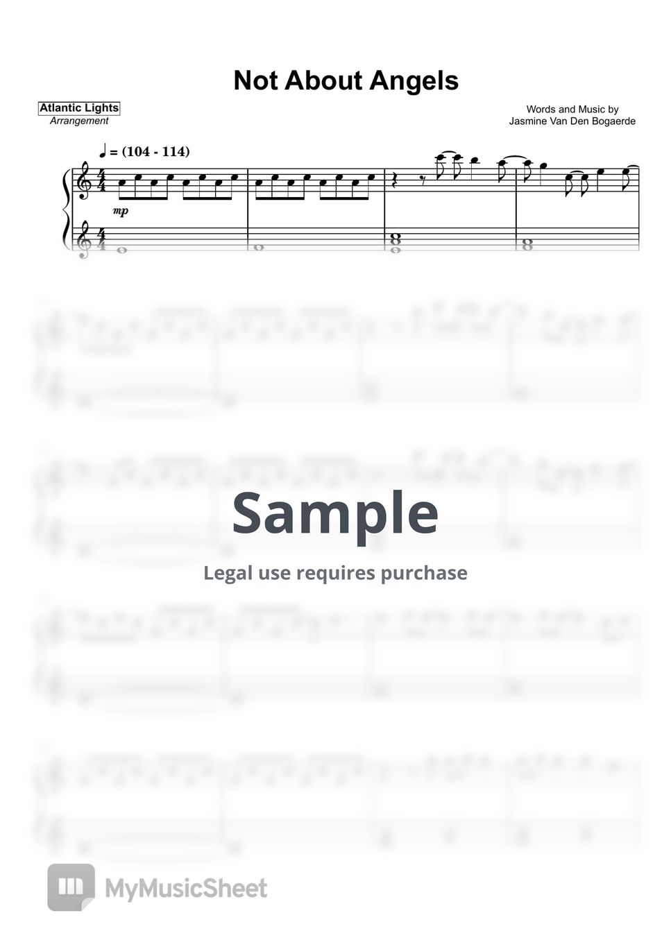 Birdy - Not About Angels Sheet Music by Atlantic Lights