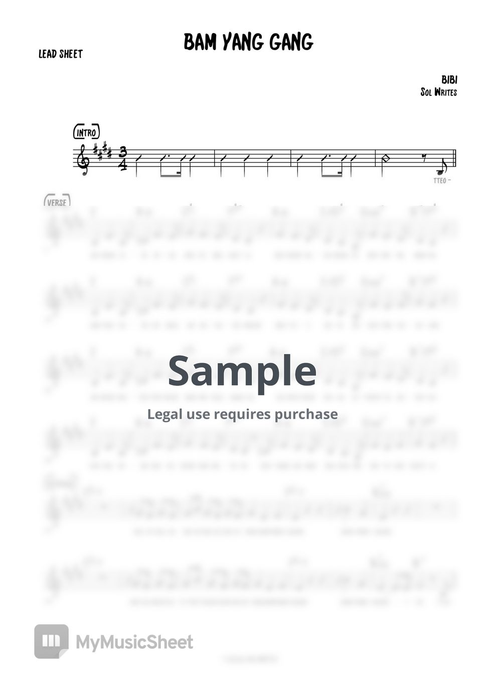 BIBI - Bam Yang Gang (ENG Lead sheet - chords & Rom. lyrics) Sheets by ...