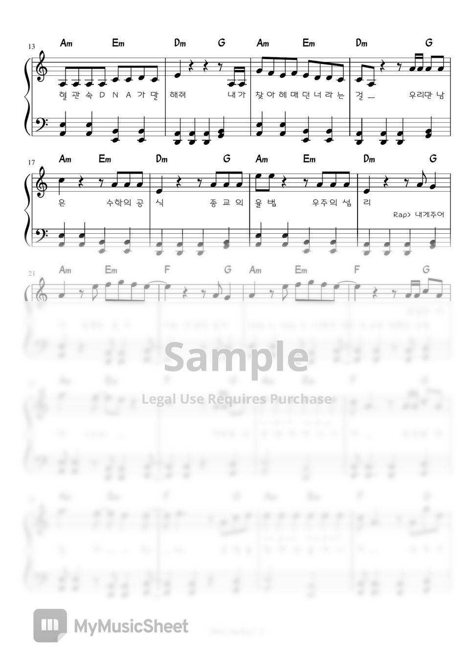 BTS 방탄소년단 "DNA" [ Level 2 ] Sheet Music