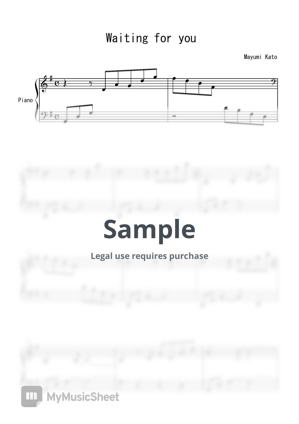 Mayumi Kato - Waiting For You Piano Sheet Music PDF | mymusic5