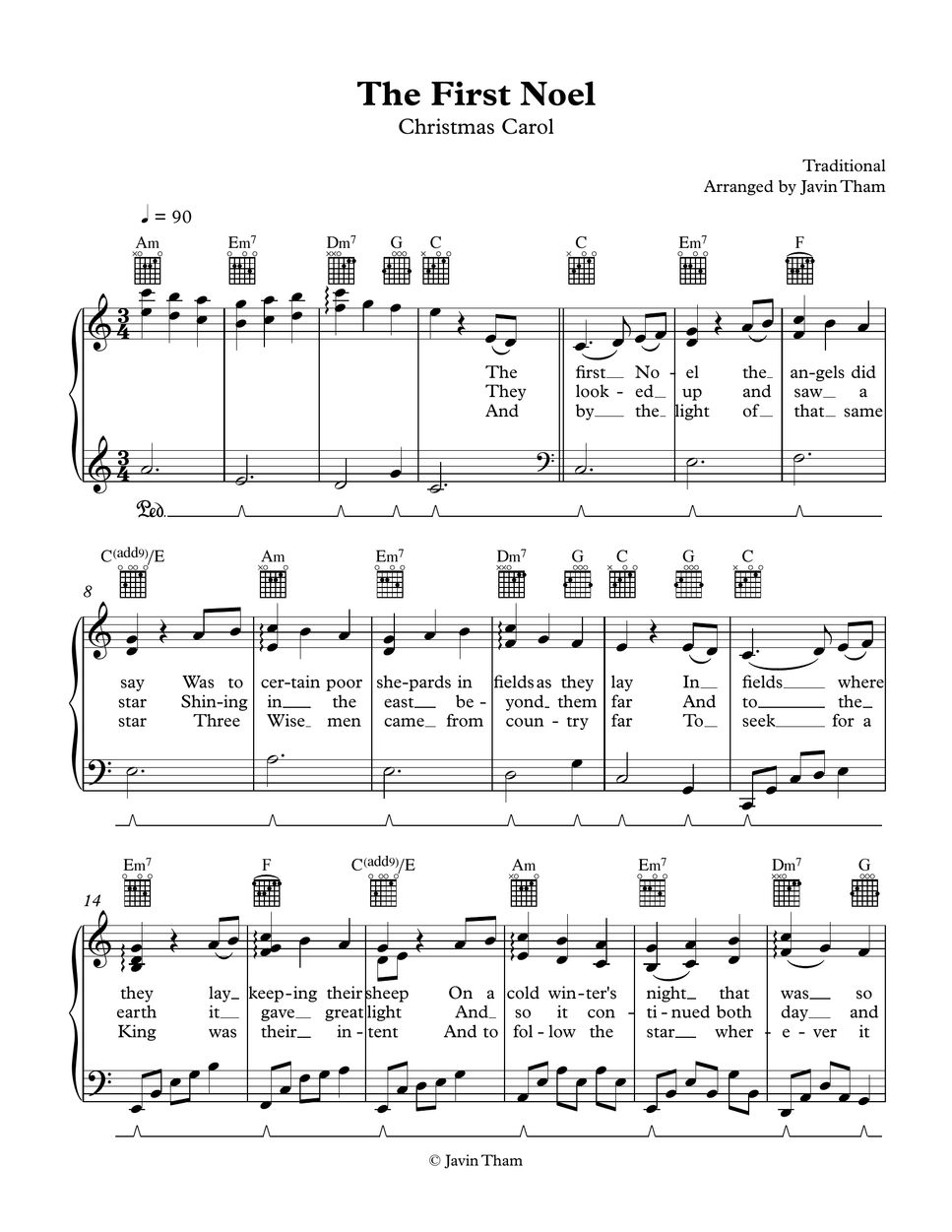 Christmas Carol - The First Noel Sheets by Javin Tham