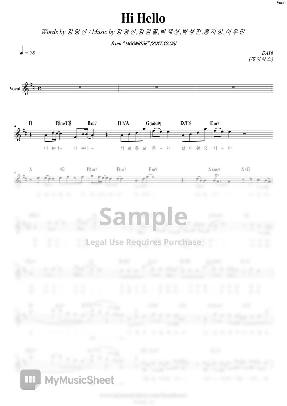 DAY6 - Hi Hello | Vocal نوتة