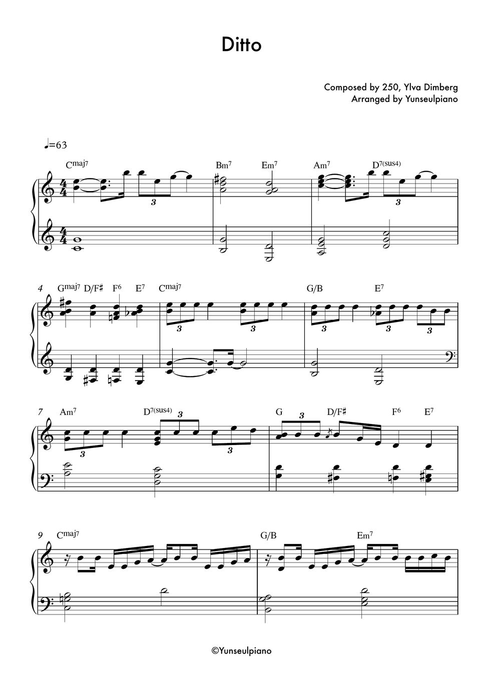 New Jeans - Ditto (+C Key sheet) Sheet by Yunseulpiano