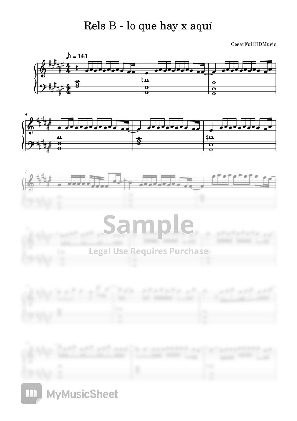 Rels B - lo que hay x aquí نوتة موسيقية