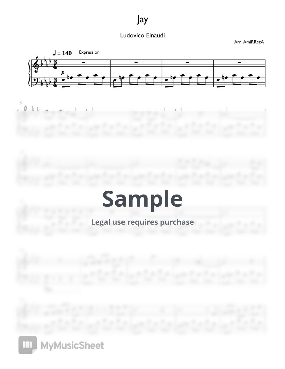 Ludovico Einaudi - Jay Sheet Music by AmiRRezA