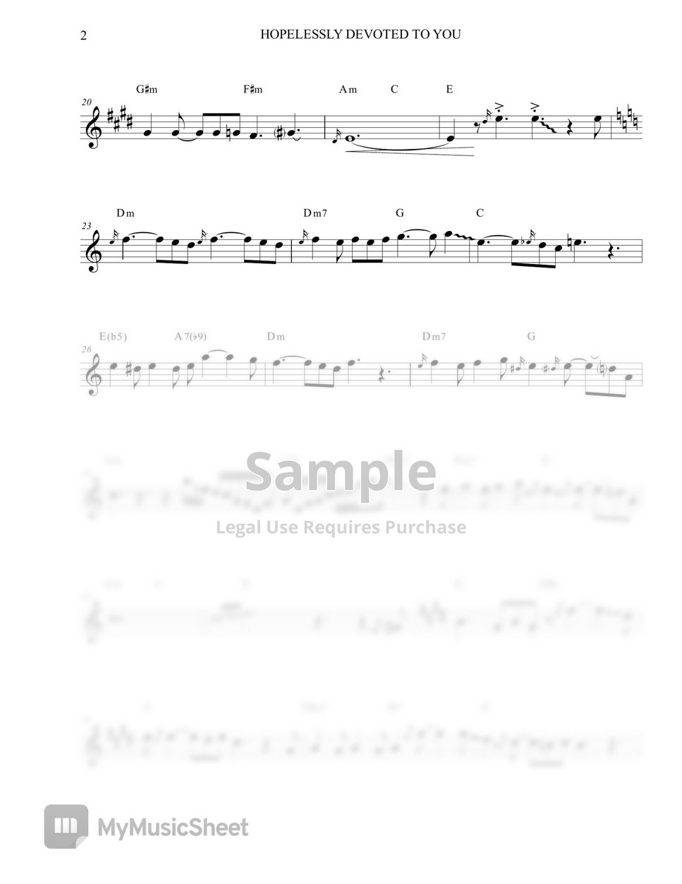 Hopelessly Devoted To You - GREASE (Alto Sax) Sheet Music by Ismael Dorado