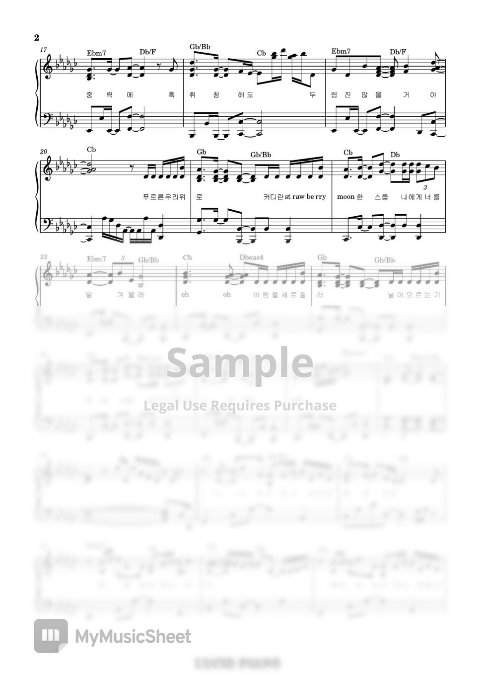 IU - strawberry moon (original key-Gb) Sheets by Lucid Piano