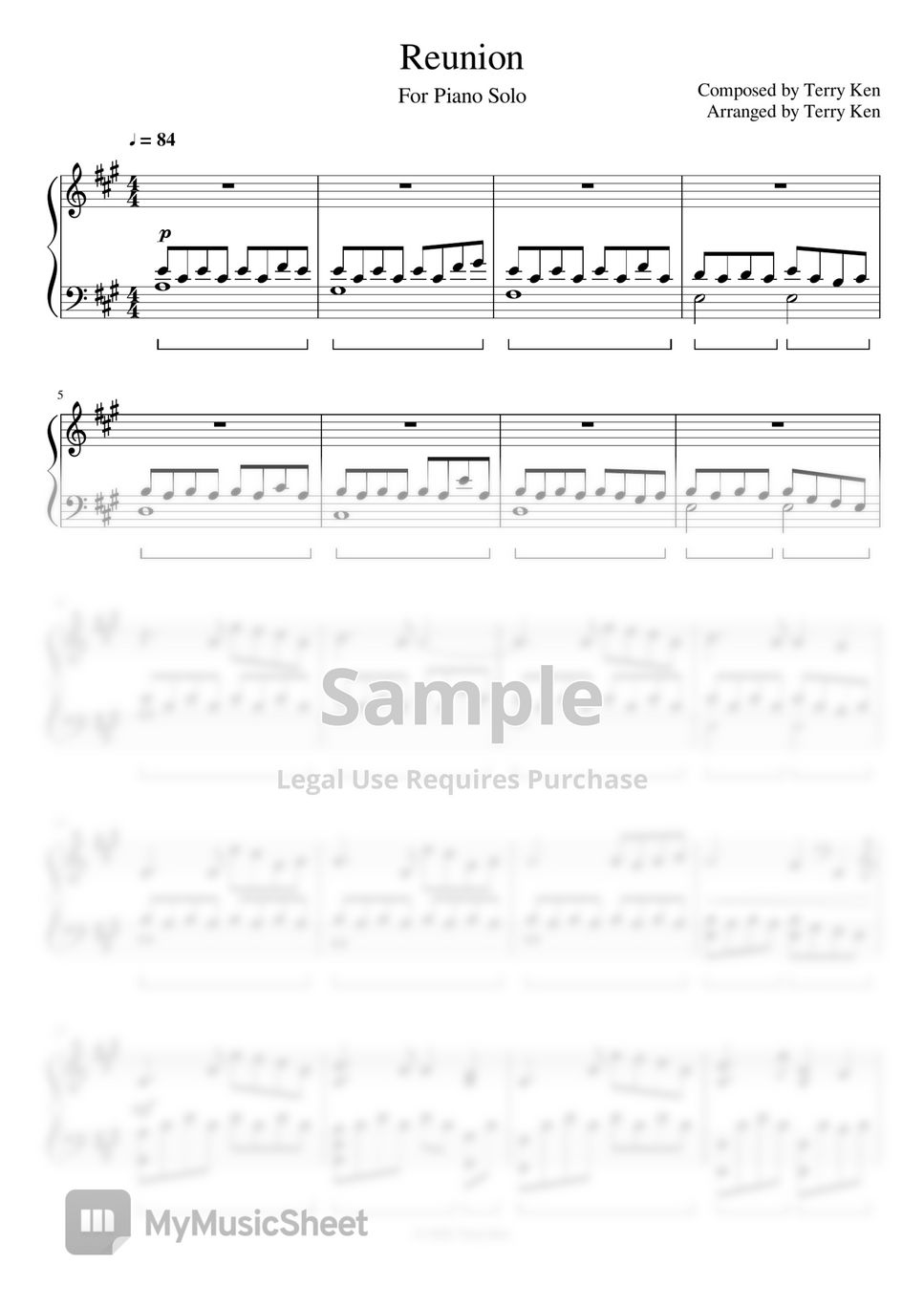 Terry Ken - Reunion - Piano Solo Лист by Terry Ken