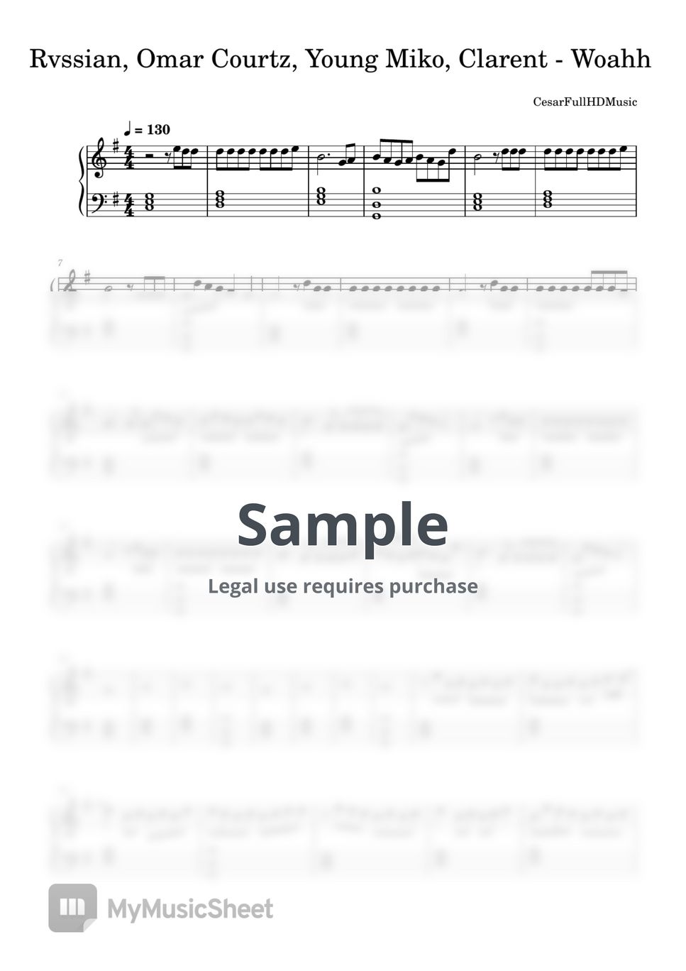 Rvssian, Omar Courtz, Young Miko, Clarent - Woahh Sheet Music