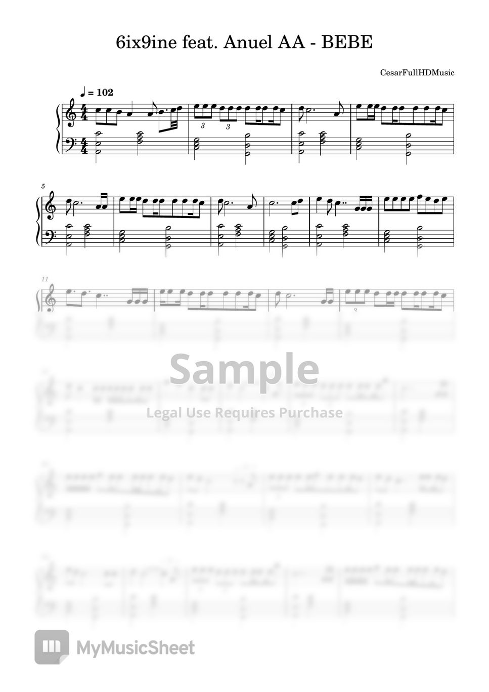 6ix9ine feat. Anuel AA - BEBE Sheets
