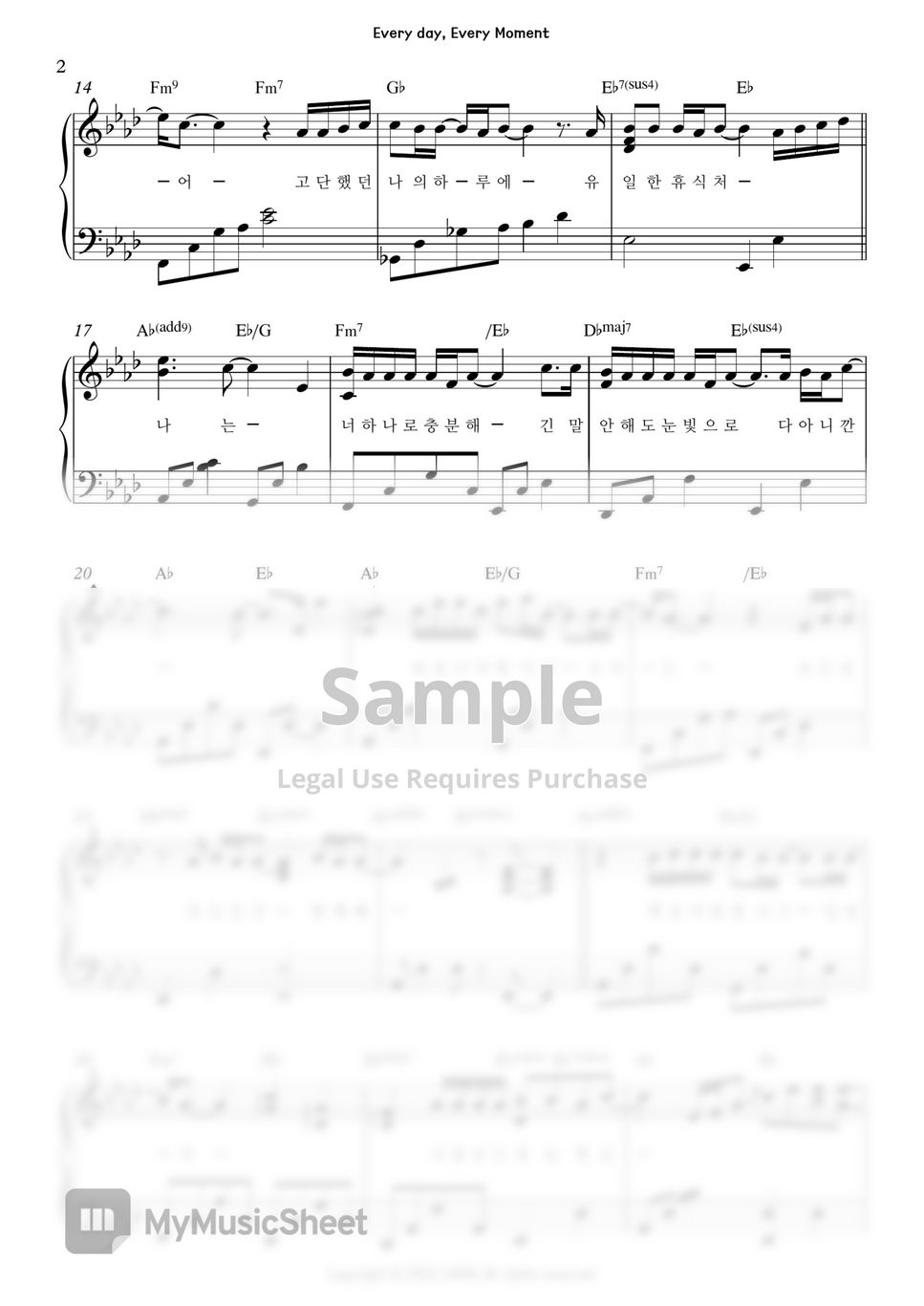 Paul Kim - Every day, Every moment Partituras by GAON