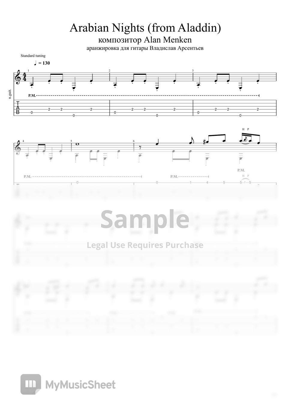 Alan Menken - Arabian Nights (OST Aladdin) Partition musicale by ...