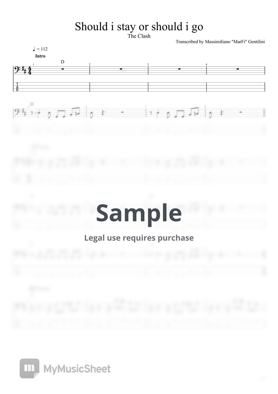 The Clash - Should i stay or should i go Sheets by Massimiliano Gentilini