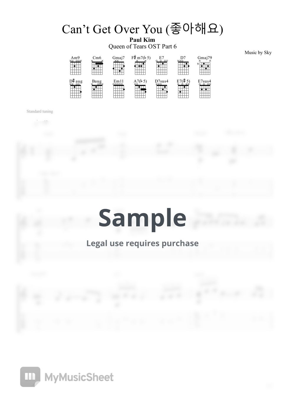 Paul Kim - Can’t Get Over You (좋아해요) (Queen of Tears OST Part 6) TAB+1 ...