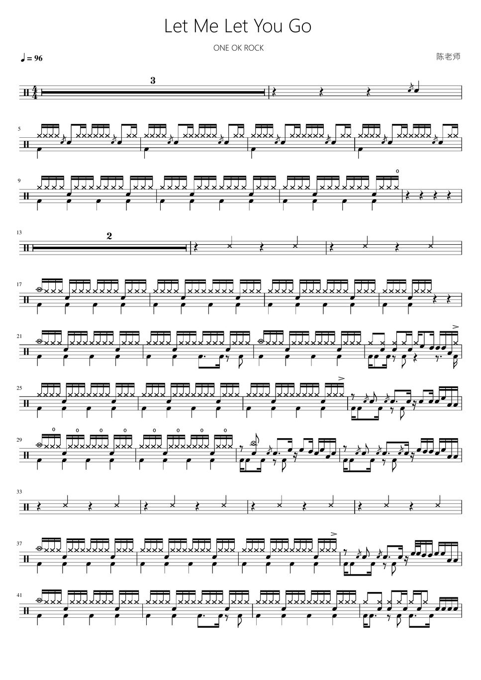 ONE OK ROCK - Let Me Let You Go Sheet by 看哦爱随风