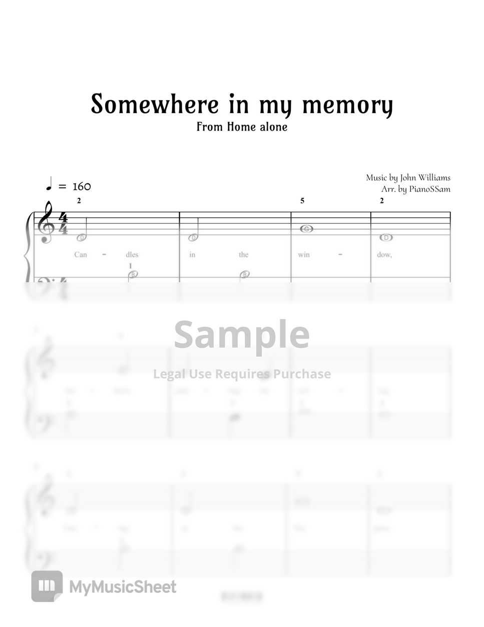 John Williams - [Beginner] Somewhere in my memory (Home Alone) Sheets ...