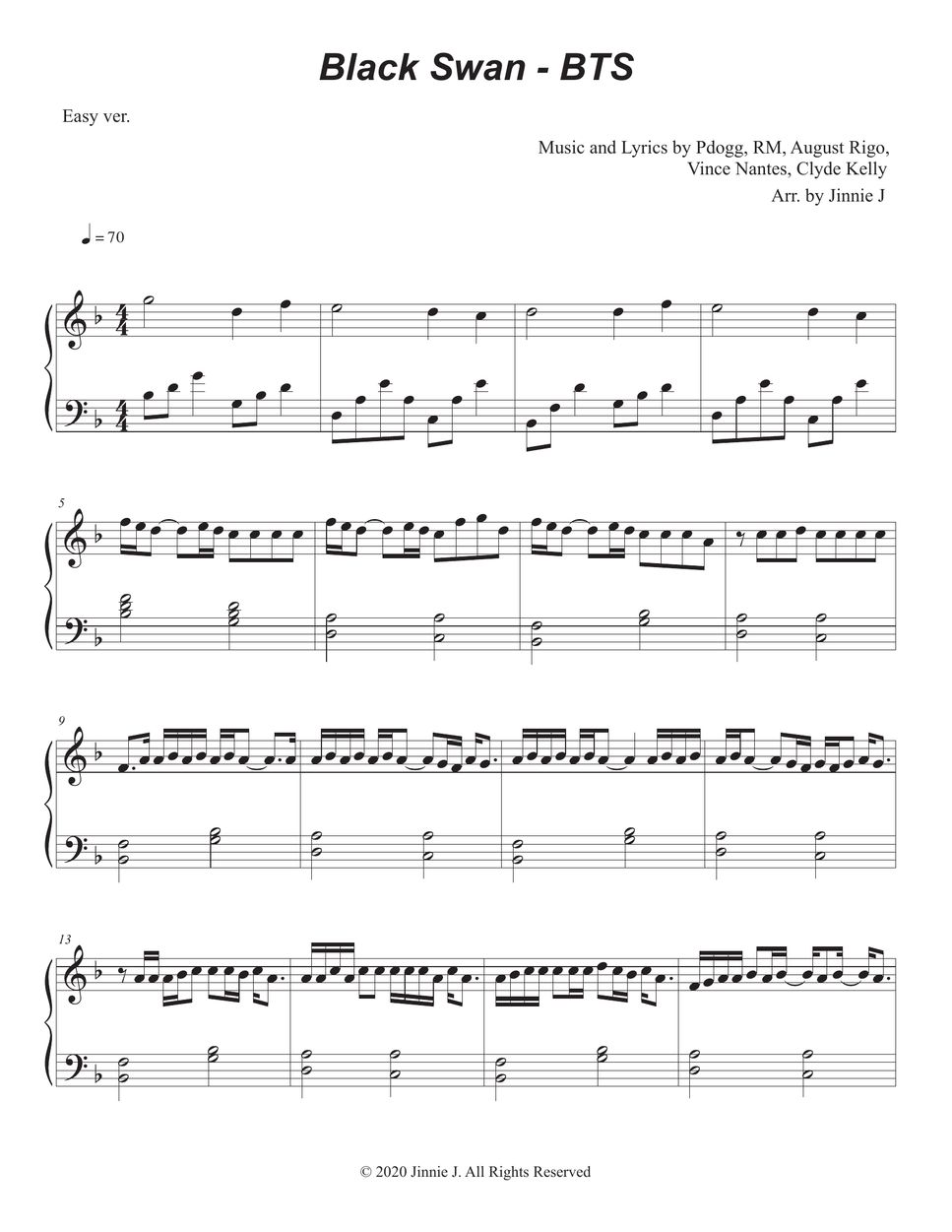 BTS (방탄소년단) - Black Swan (Easy ver.) Sheets