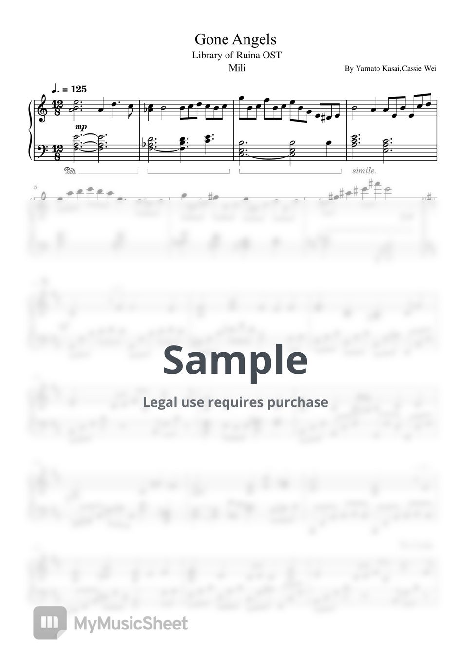 Library of Ruina - Gone Angels (For Piano Solo) 악보 by poon