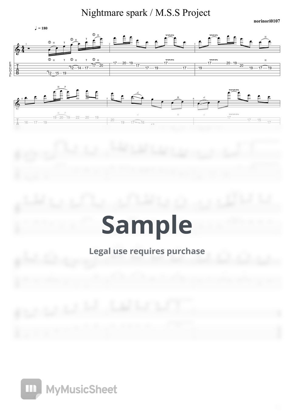 M.S.S Project - Nightmare spark - M.S.S Project （Main Melody） (TAB PDF ...