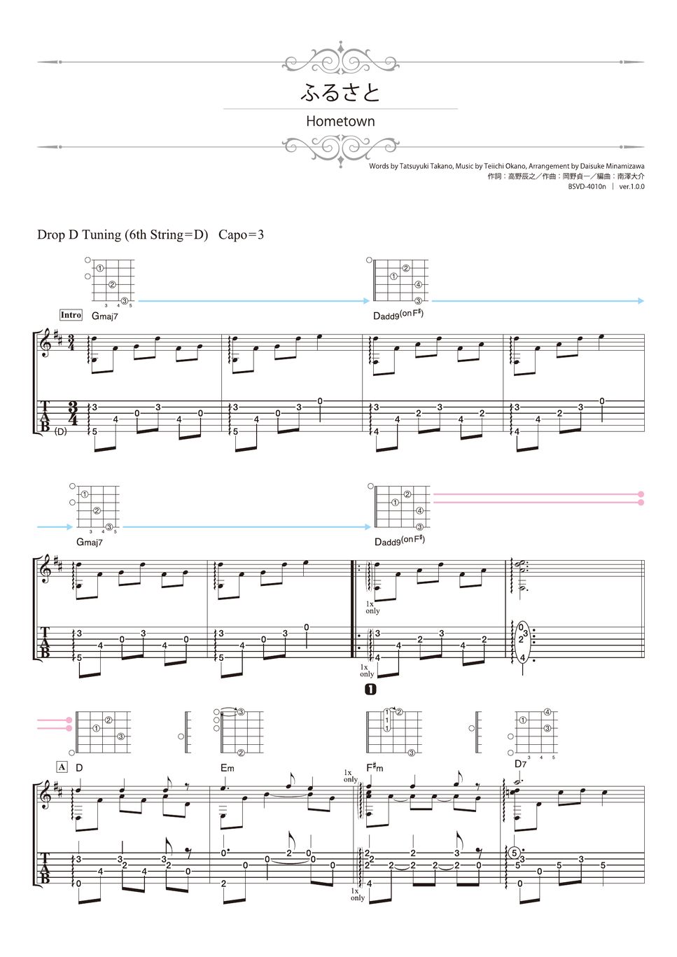 Japanese trad. - Furusato [Hometown] (Solo Guitar) Partitura by Daisuke ...
