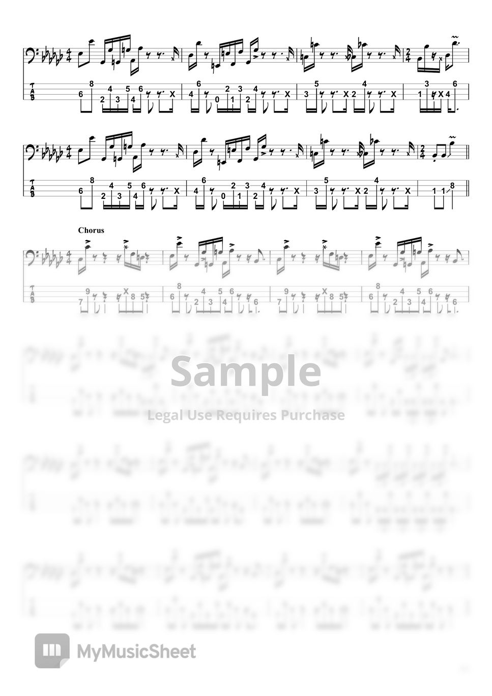 Jamiroquai - Virtual Insanity (BassTAB 4strings) Sheet Music by swbass
