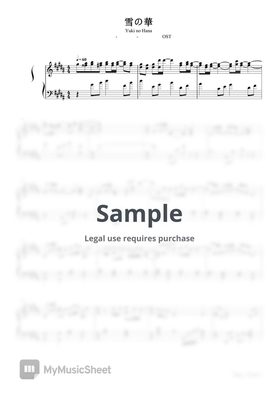 Mika Nakashima - Yuki no Hana (Say Yes Enterprise OST) Sheet Music by dogemusic